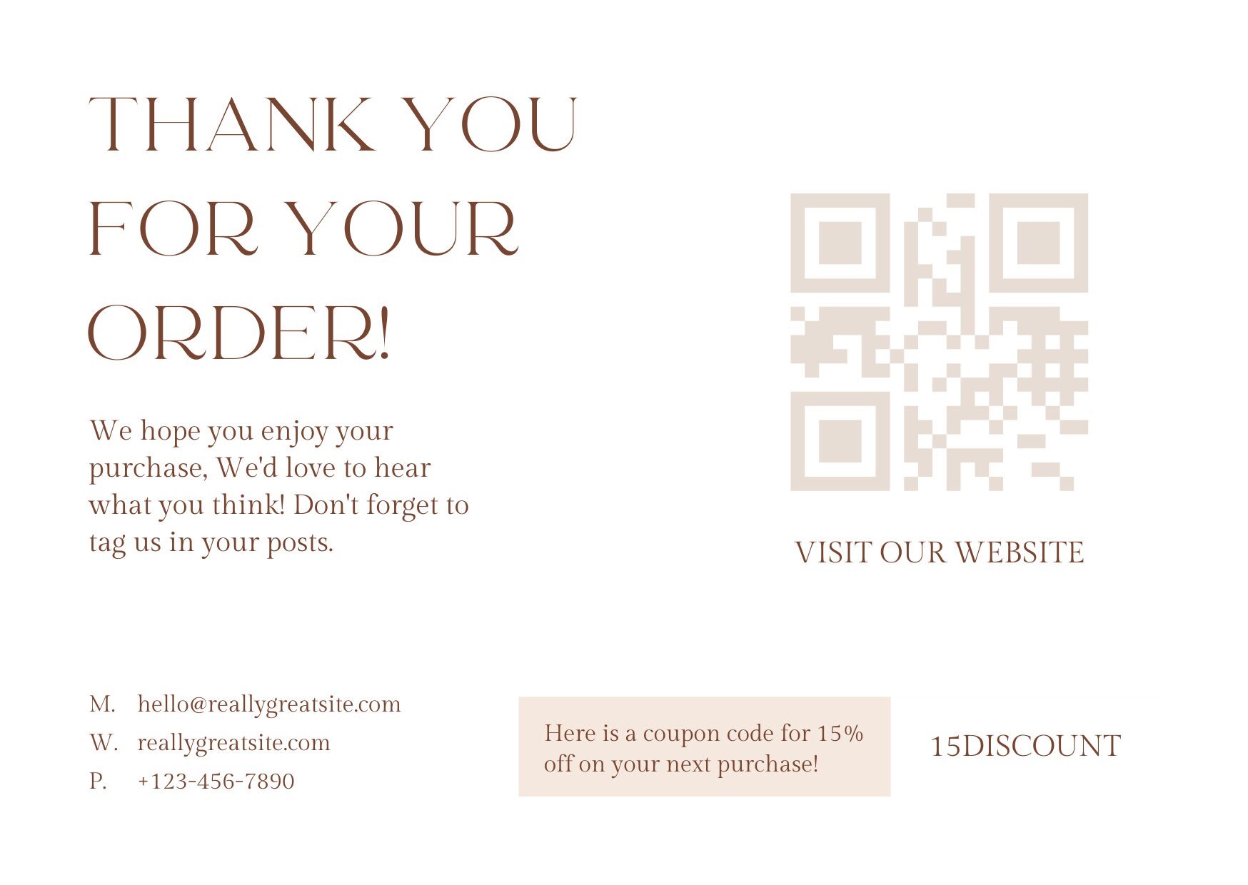 QR Code Thank You Card, Small Business Thank You Card Template ...