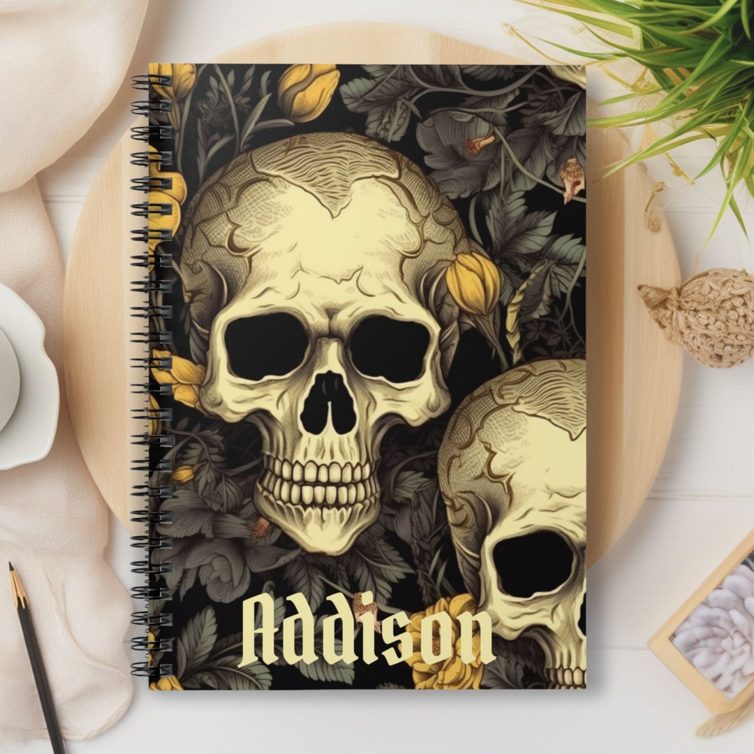 Personalized Skull Notebook Customize Skulls Flowers Gothic Notebook ...