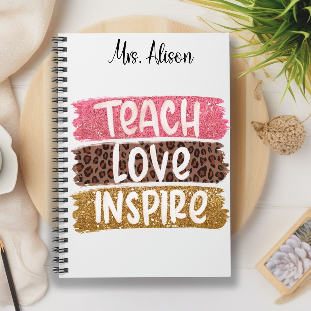 Custom Teacher Notebook Gift Ideas Personalize Name Trendy Teach Love ...