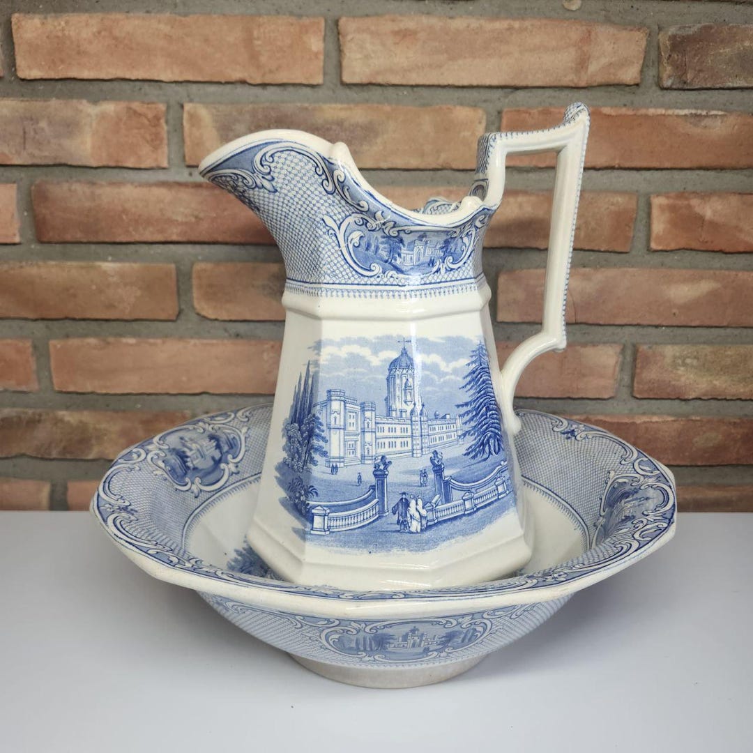 Antique JR and Co Ridgway University Pattern Wash Bowl and Pitcher - Etsy