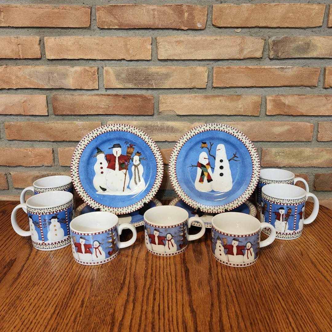 Sakura Snowman by Debbie Mumm Division of Oneida 1998 Dinnerware Set - Etsy