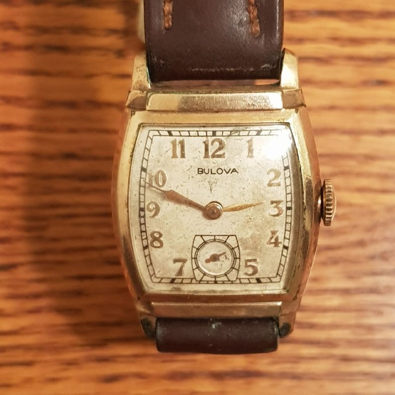 Bulova Men's Wrist Watch 15 Jewels 10K Rolled Gold Plate Bezel With ...