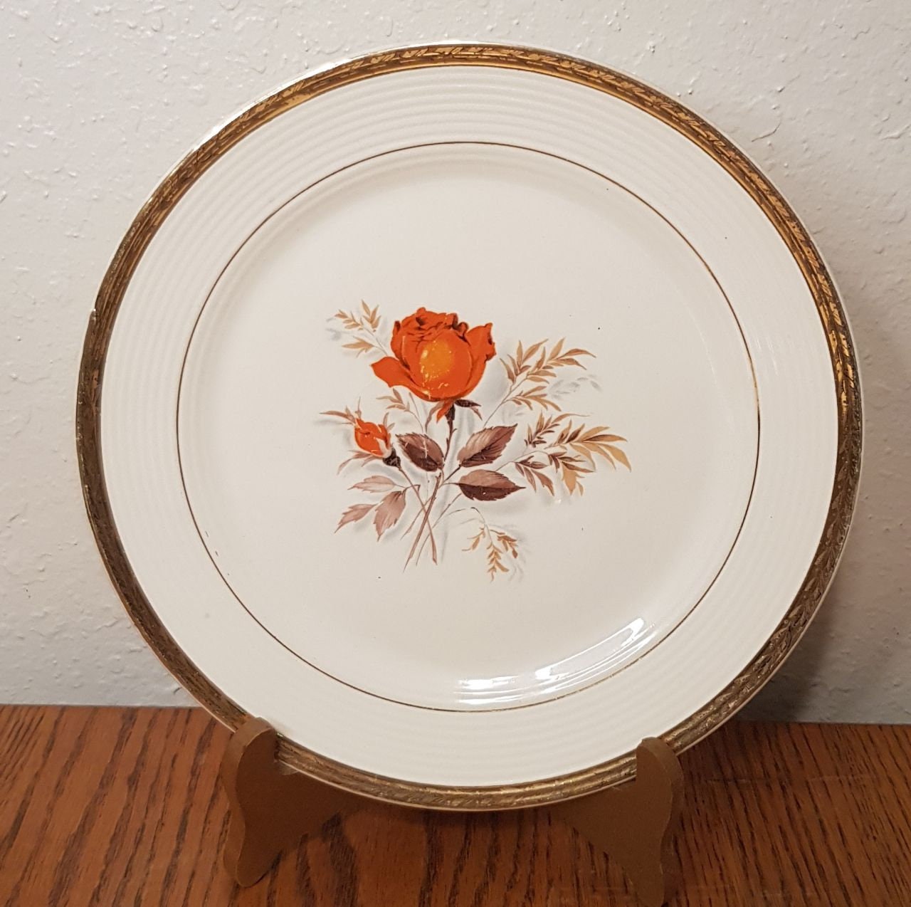 Triumph American Limoges Vermillion Rose 22K Gold Vintage Dinnerware ...
