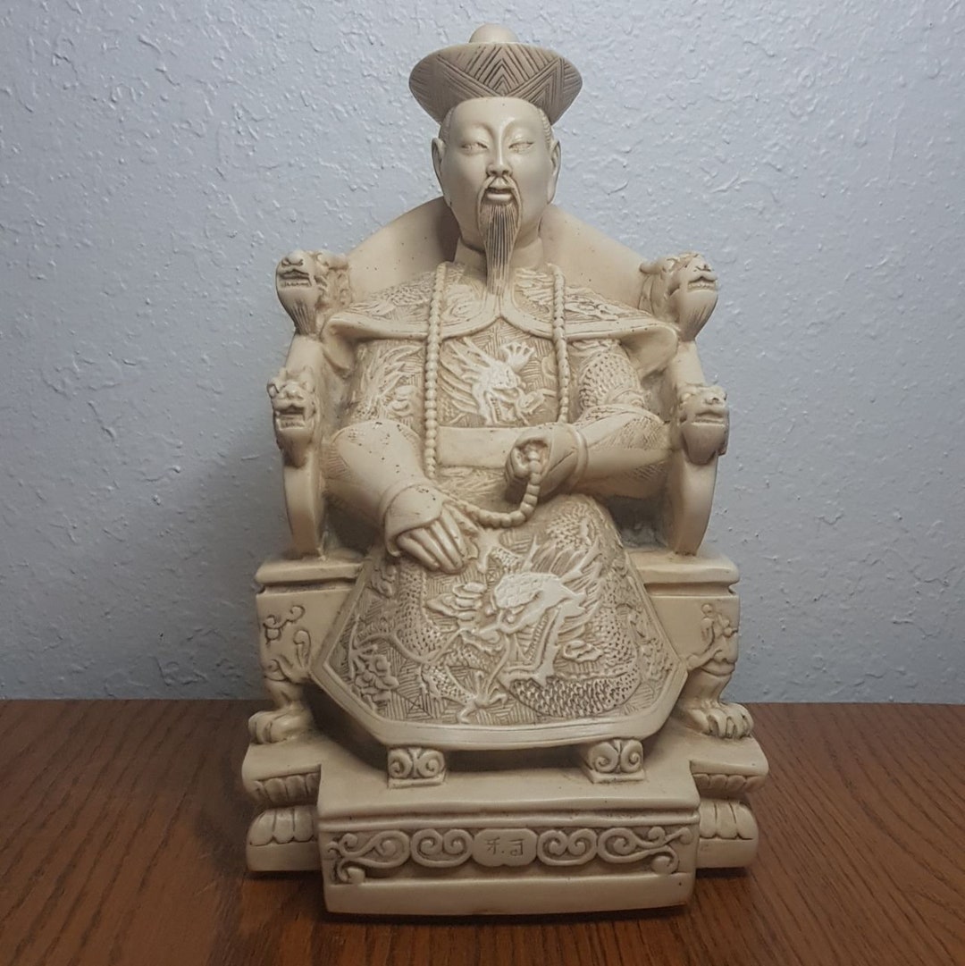 Vintage Chinese Emperor Statue Resin Emperor on Dragon Chair - Etsy