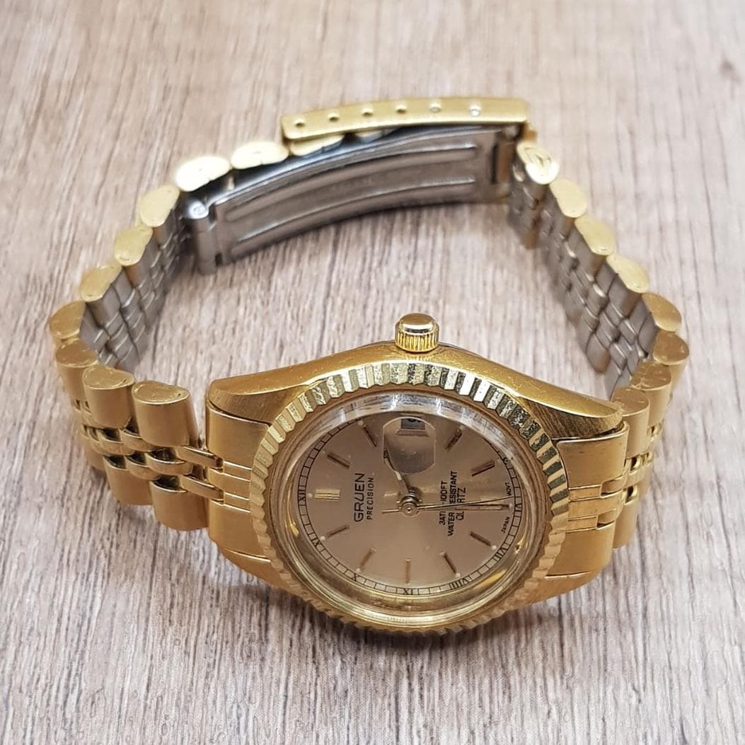 Gruen Precision President Day Quartz Vintage Ladies Wrist Watch Working ...