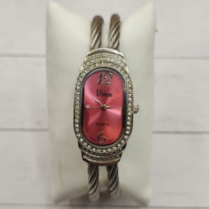 Vivani Watch White Buckle Band Silver Toned Round Face Vivani Watch White Buckle Band Silver Toned Round Face