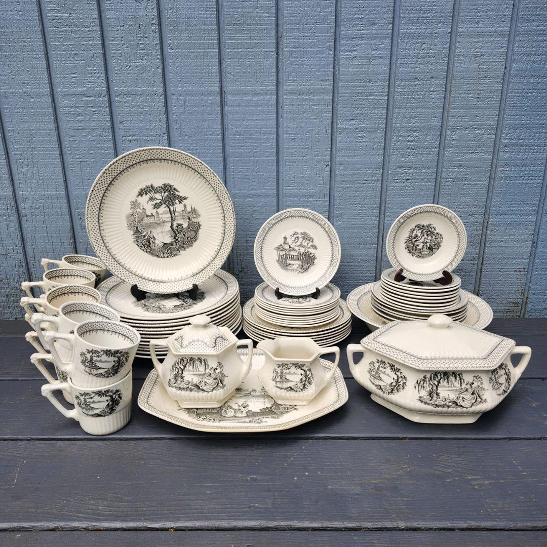 Wm Adams & Sons England Minuet Black Real English Ironstone Dinnerware ...