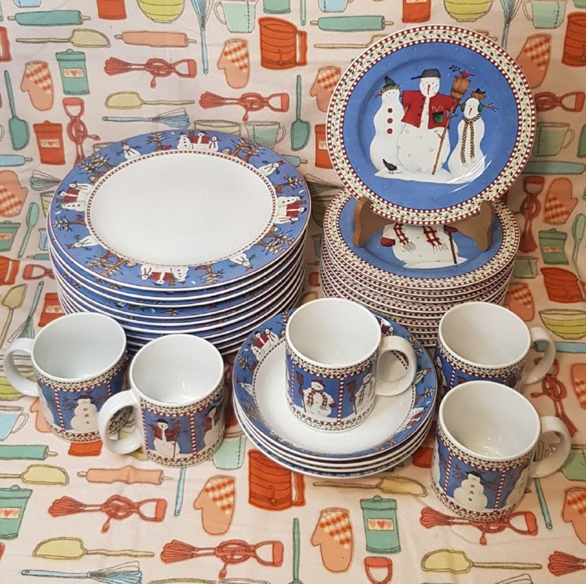 Sakura Snowman by Debbie Mumm Division of Oneida 1998 Dinnerware Set - Etsy