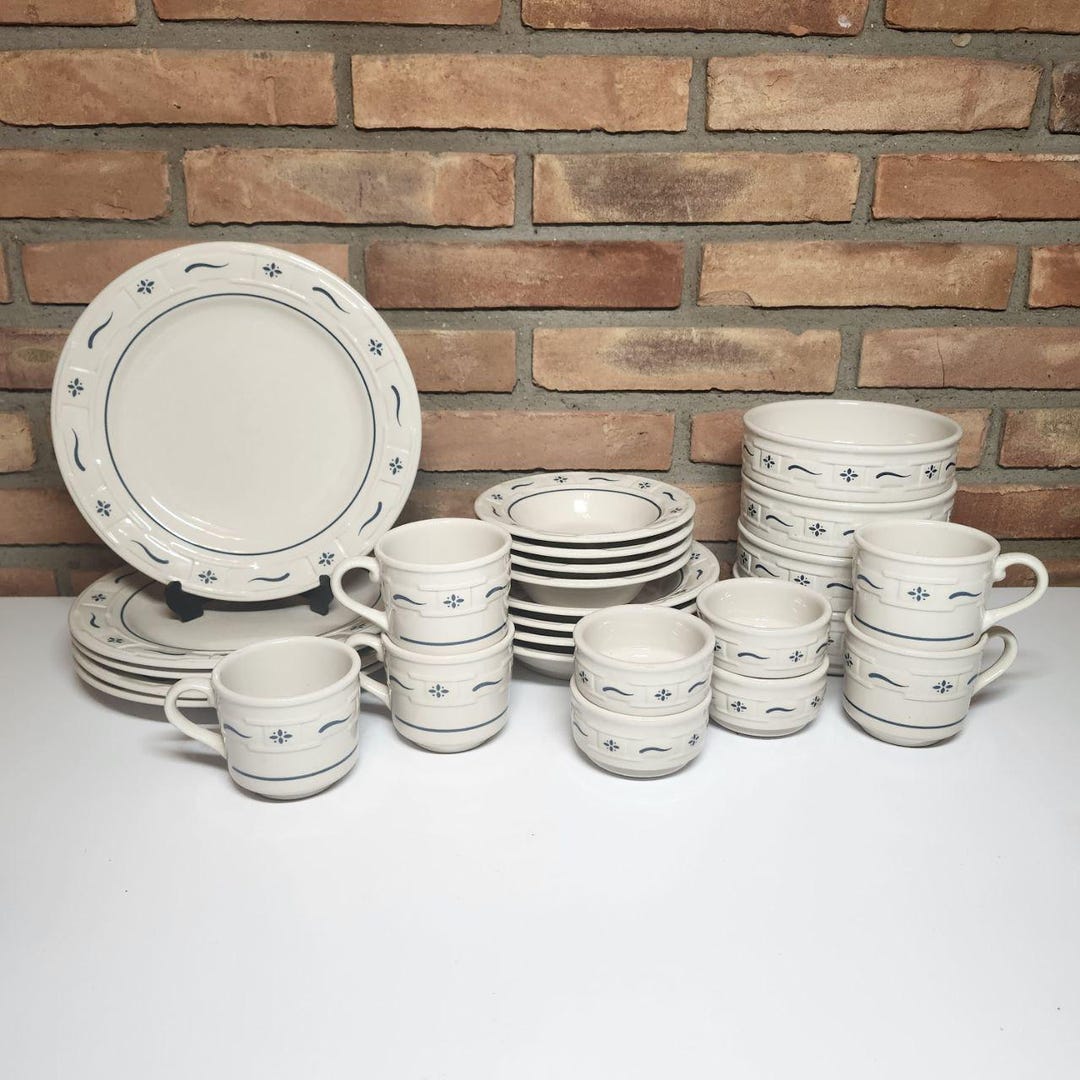 Longaberger Woven Traditions Classic Blue Dinnerware Set - Etsy