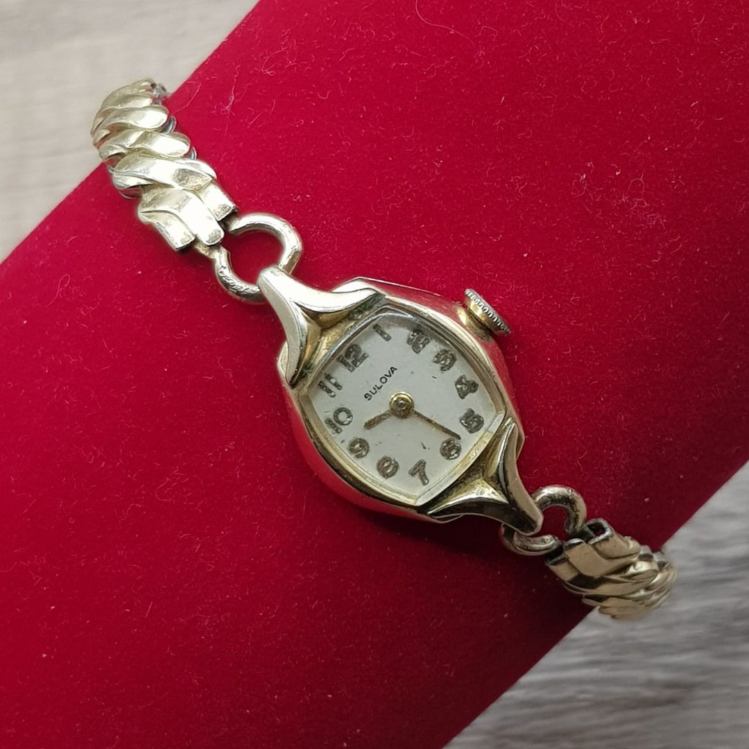Bulova Swiss Ladies Wrist Watch 17 Jewels 10K Rolled Gold Plate Bezel ...