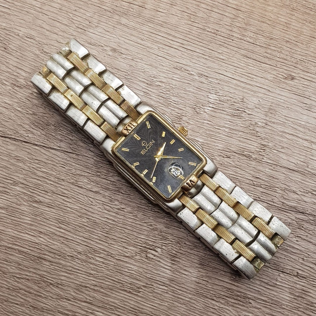 Elgin Men's Quartz Wrist Two Tone Watch FM333-040 Working - Etsy
