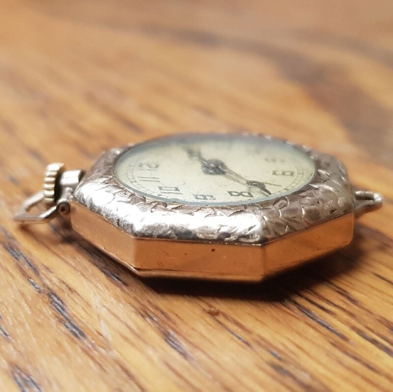 A. Lecoultre Swiss Ladies Octagon Pocket Pendant Watch 15 Jewels 10K ...