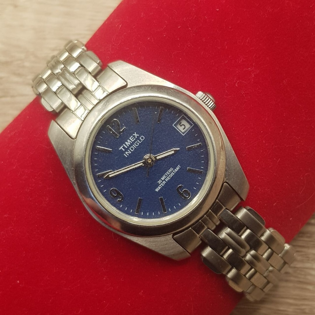 Timex Indiglo Ladies Quartz Silver Tone Watch CR 1216 Cell 2001 - Etsy