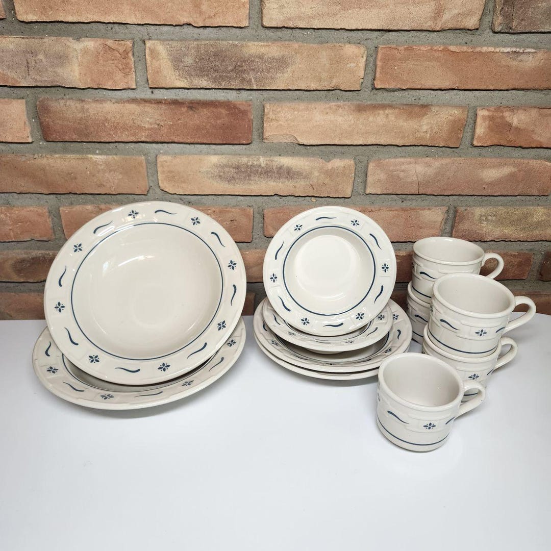 Longaberger Woven Traditions Classic Blue Dinnerware Set - Etsy