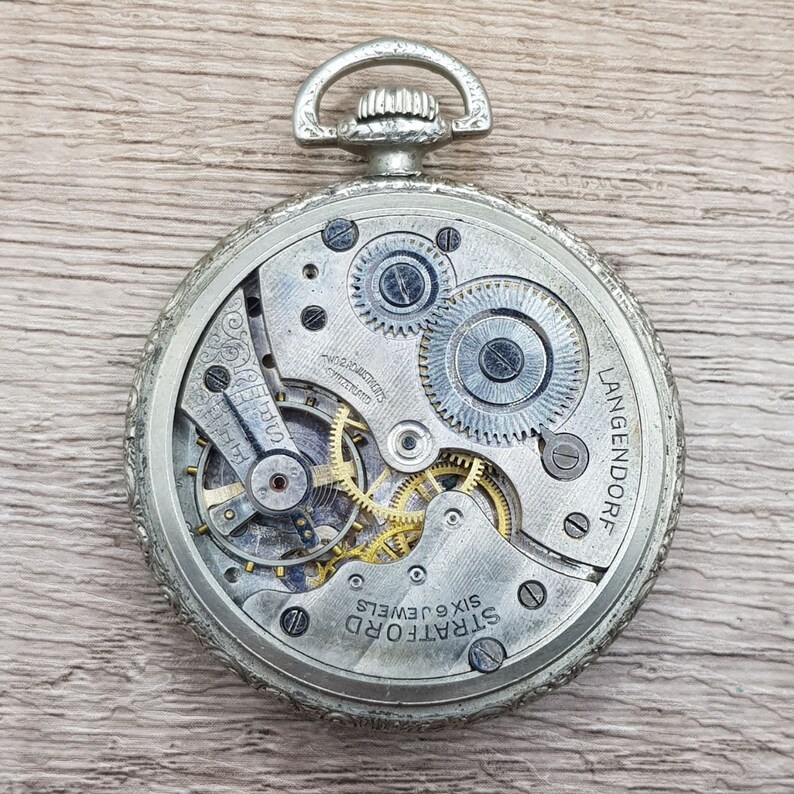 Stratford Langendorf Swiss Pocket Watch 6 Jewels in Illinois Watch Case ...