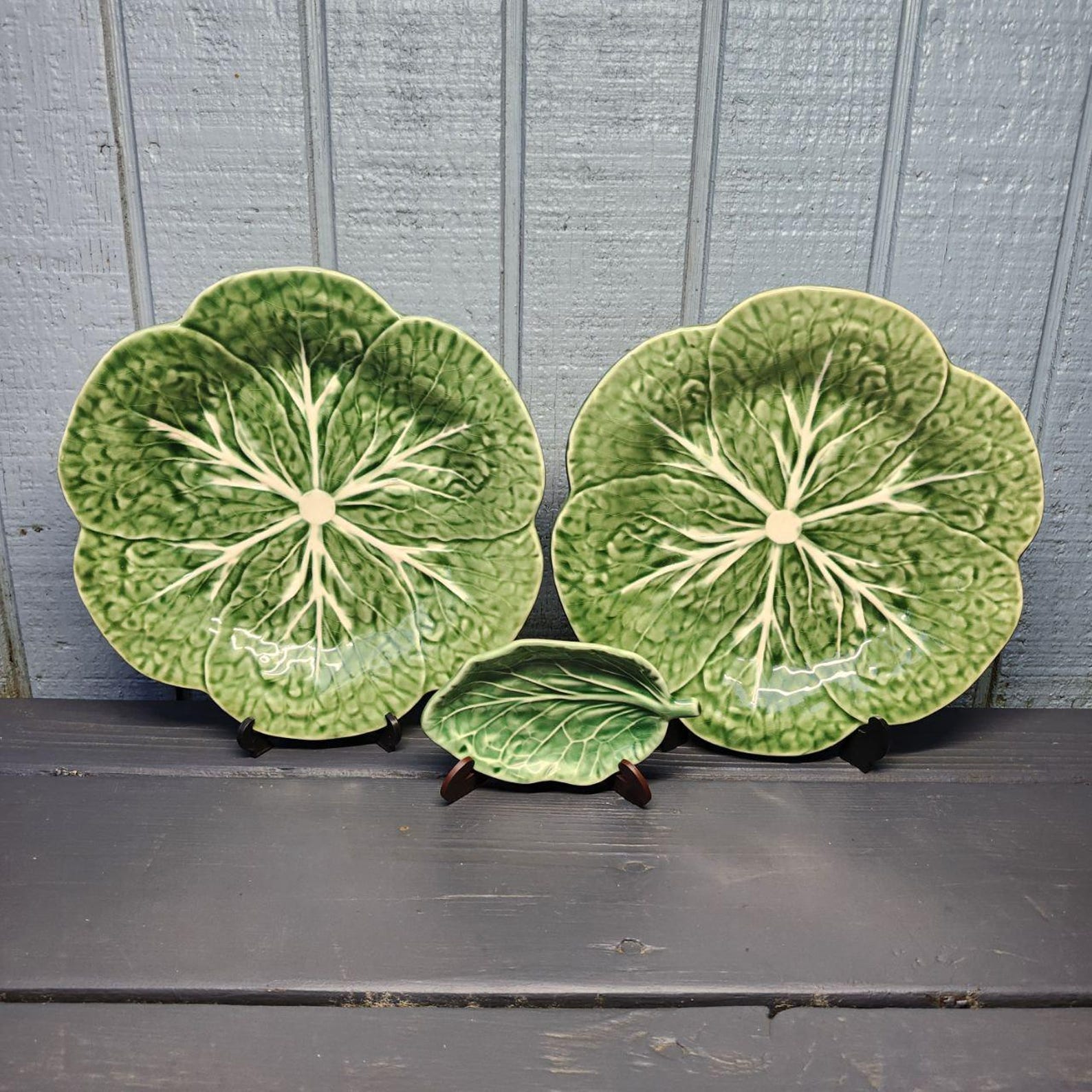 Bordallo Pinheiro Green Cabbage Plates - Etsy