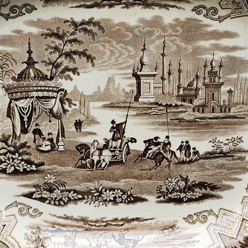 Antique David Methven and Sons Damascus Scottish Transferware Platter ...