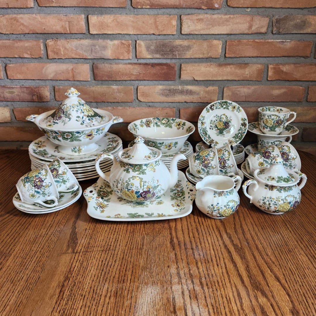 Mason's Patent Ironstone China Strathmore England C4897 Green Floral ...