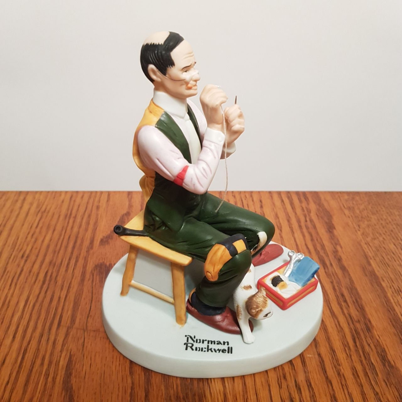Norman Rockwell Man Threading a Needle Danbury Mint Porcelain Figurine ...