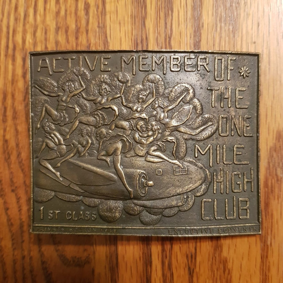 Lewis Buckle Active Member of the One Mile High Club Vintage Brass Belt ...