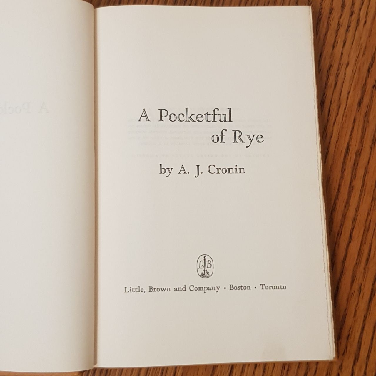 A Pocketful of Rye by A. J. Cronin Vintage Hardcover Book 1969 - Etsy