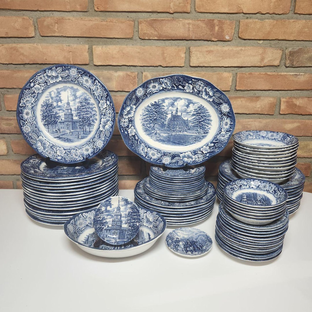 Liberty Blue Historical Colonial Scenes Staffordshire Ironstone England ...