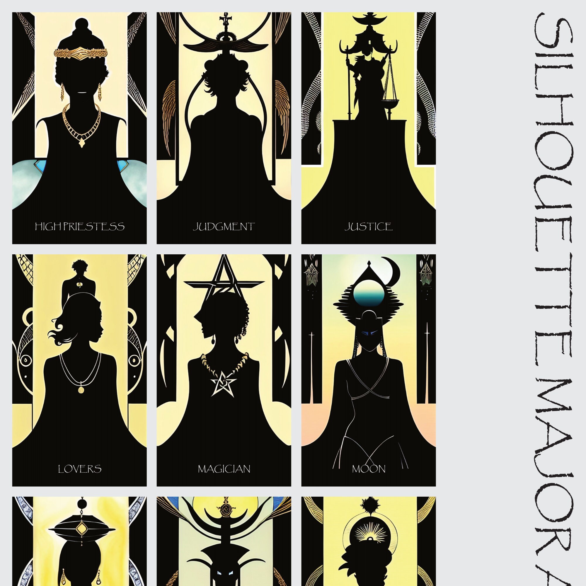 Silhouette Major Arcana Tarot Deck Printable Instant Digital Download ...