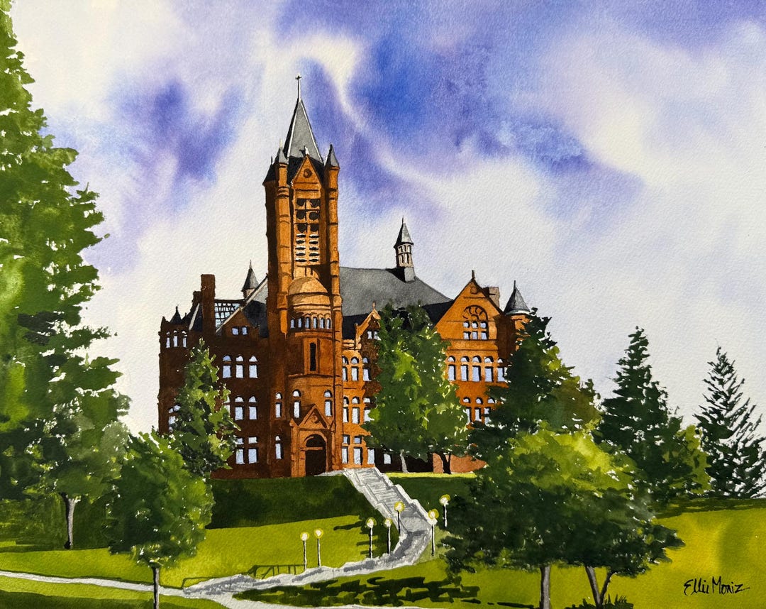 Syracuse University Watercolor Print. Crouse College Building Wall Art ...