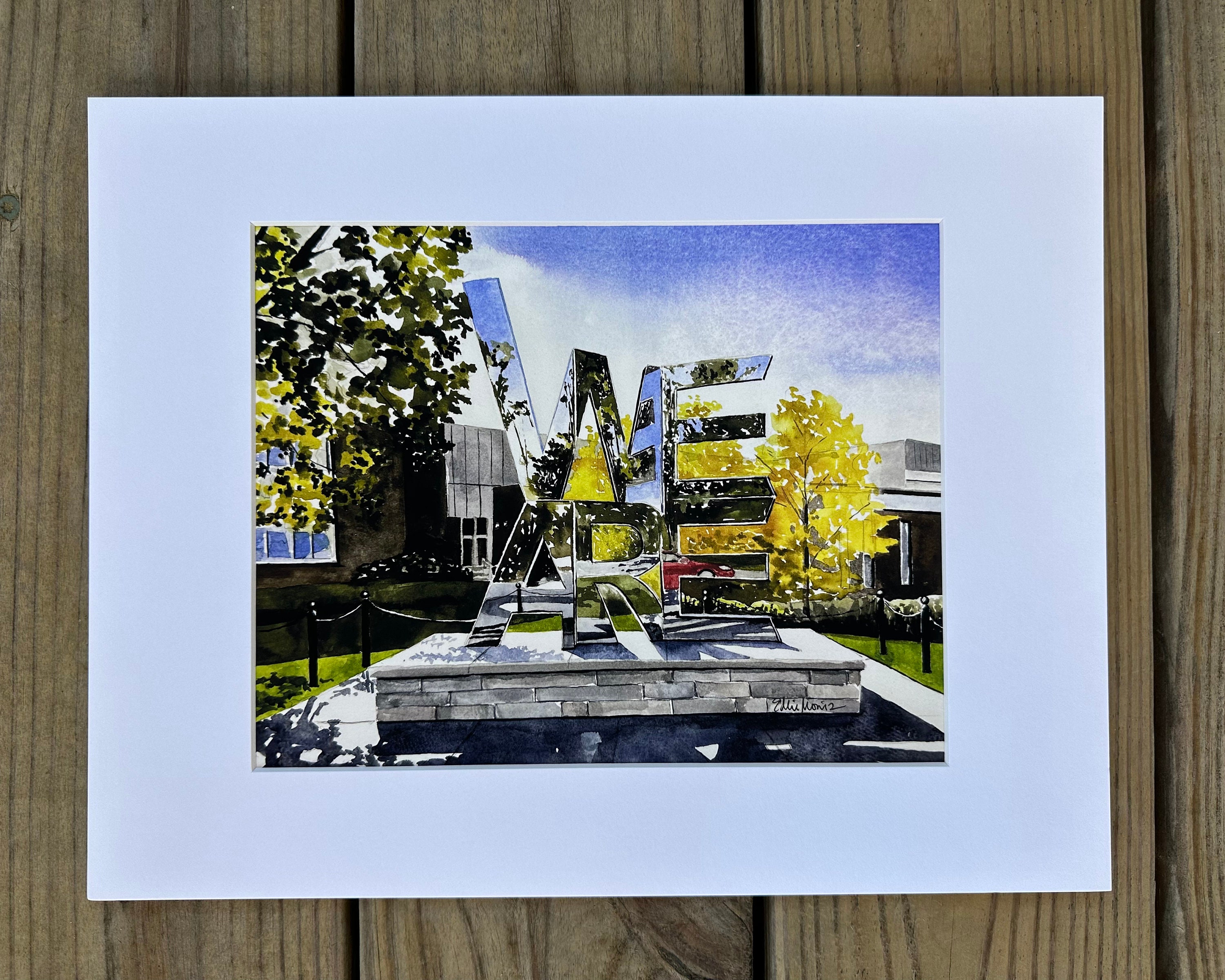 Penn State We Are Painting. Matted Watercolor Print of Main Campus ...