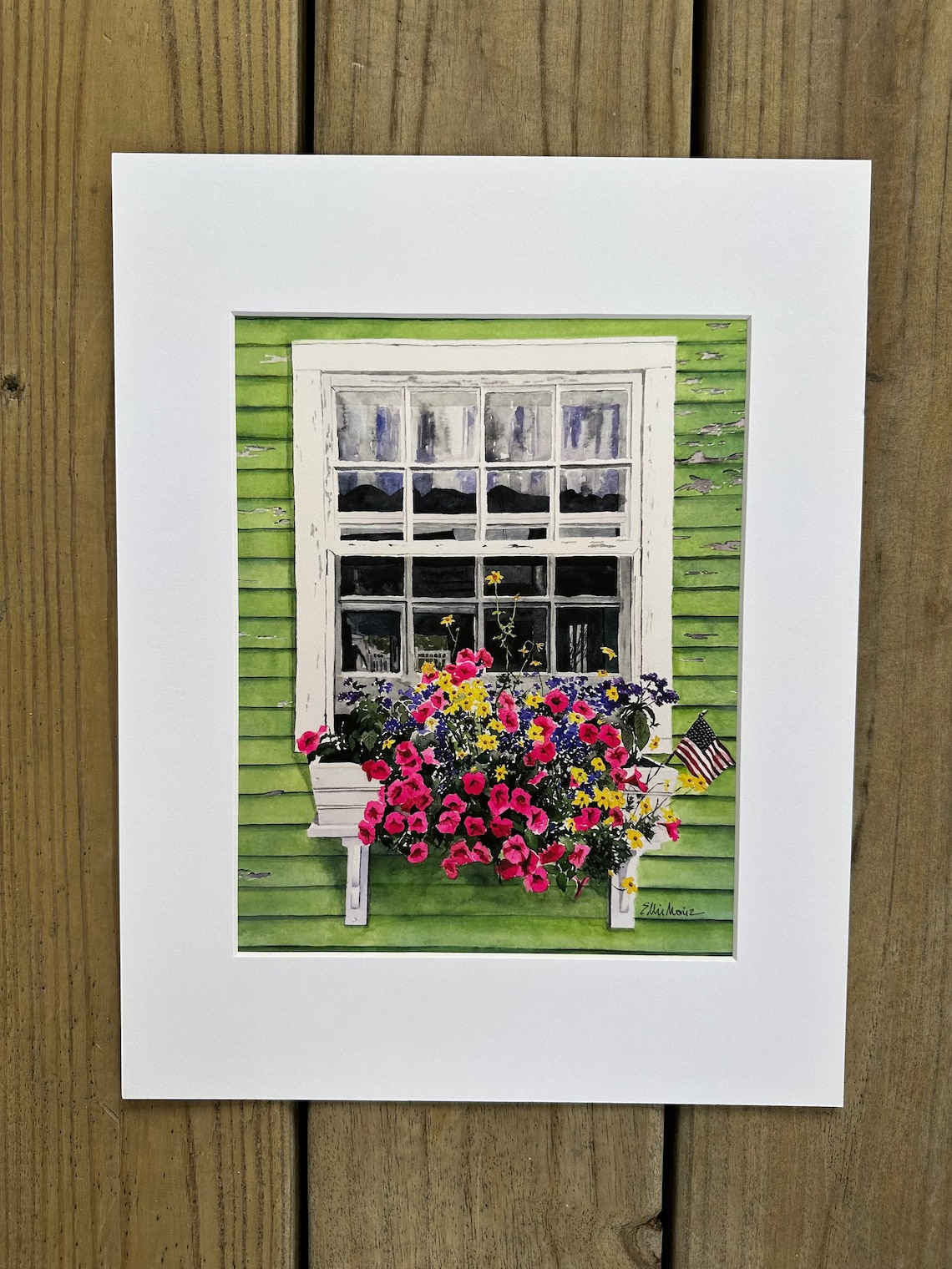 Window Flower Box. Matted Watercolor Print - Etsy
