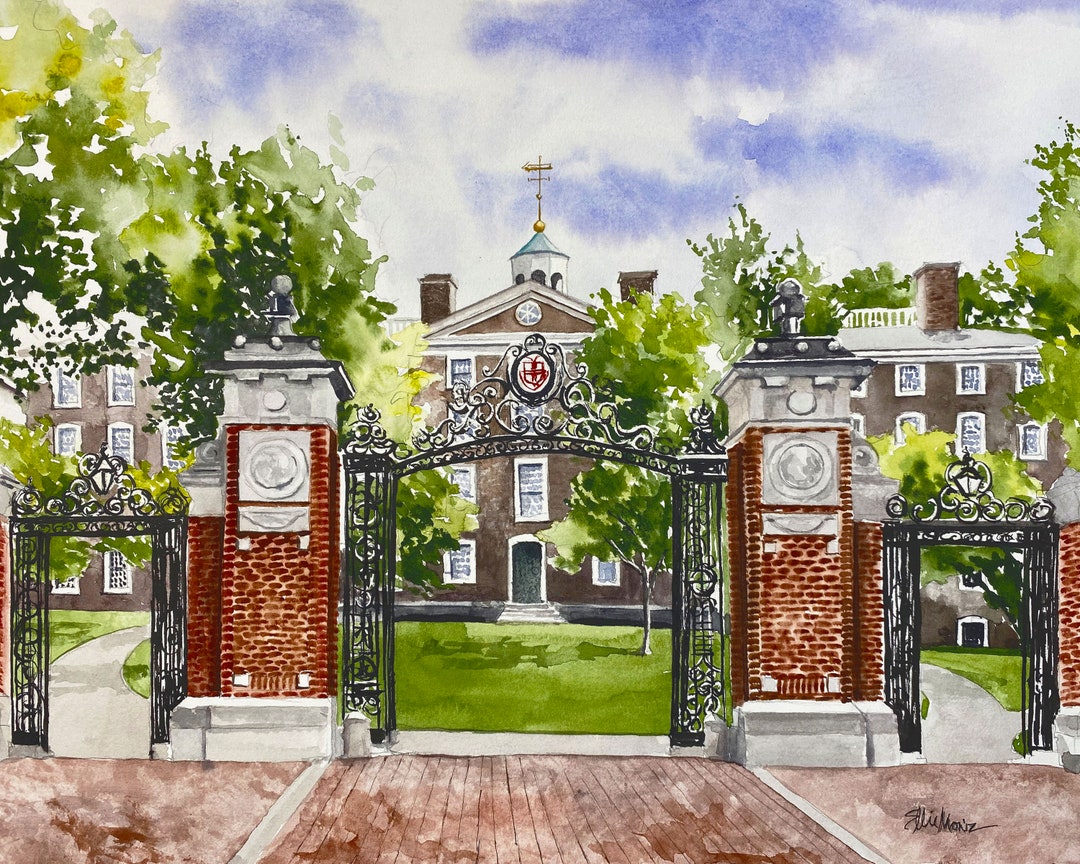 Brown University Van Wickle Gates Painting. Matted Watercolor Print ...