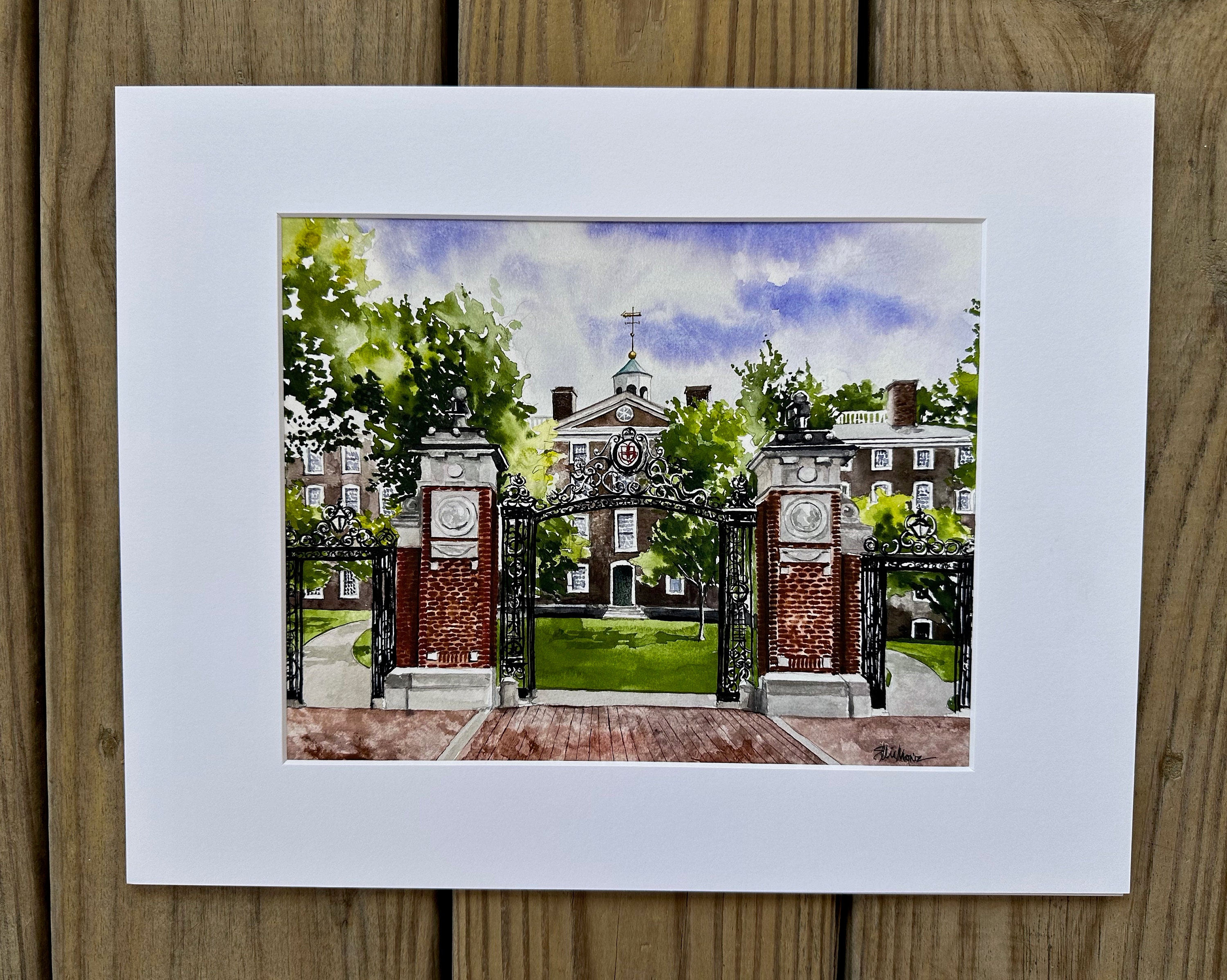Brown University Van Wickle Gates Painting. Matted Watercolor Print ...
