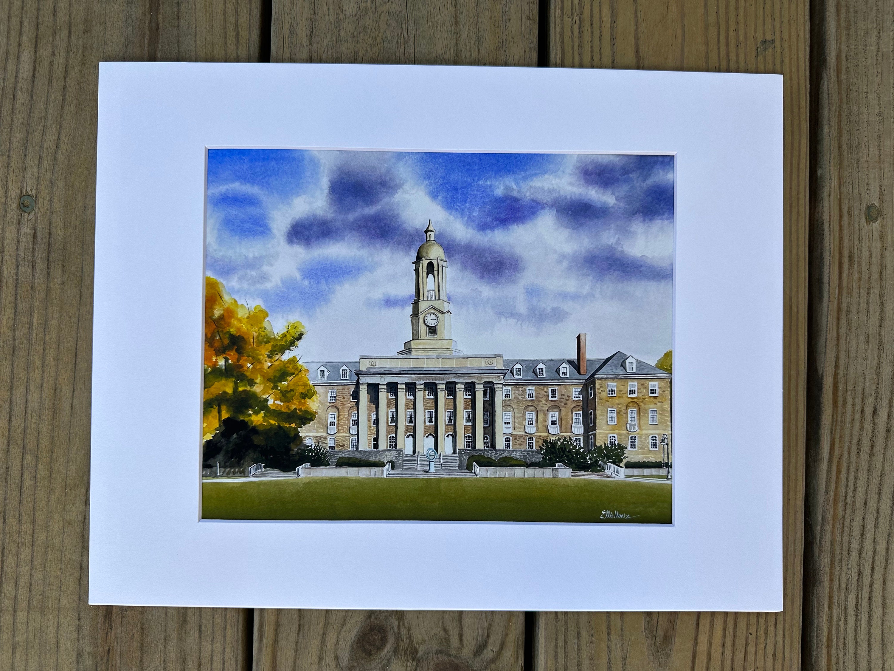 Old Main, Penn State Painting. Matted Watercolor Print - Etsy