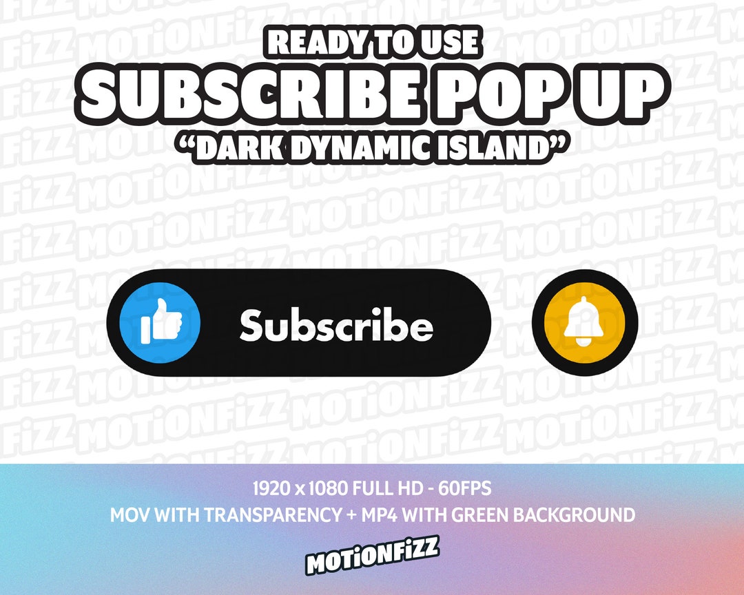 Animated Subscribe Pop-up - Dynamic Island Dark | Social Media ...
