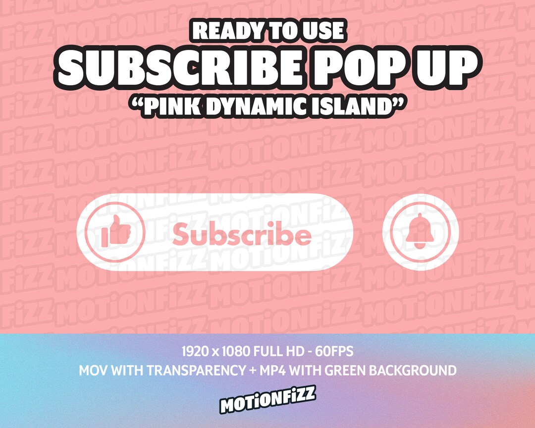 Animated Subscribe Pop-up - Dynamic Island Pink | Social Media ...