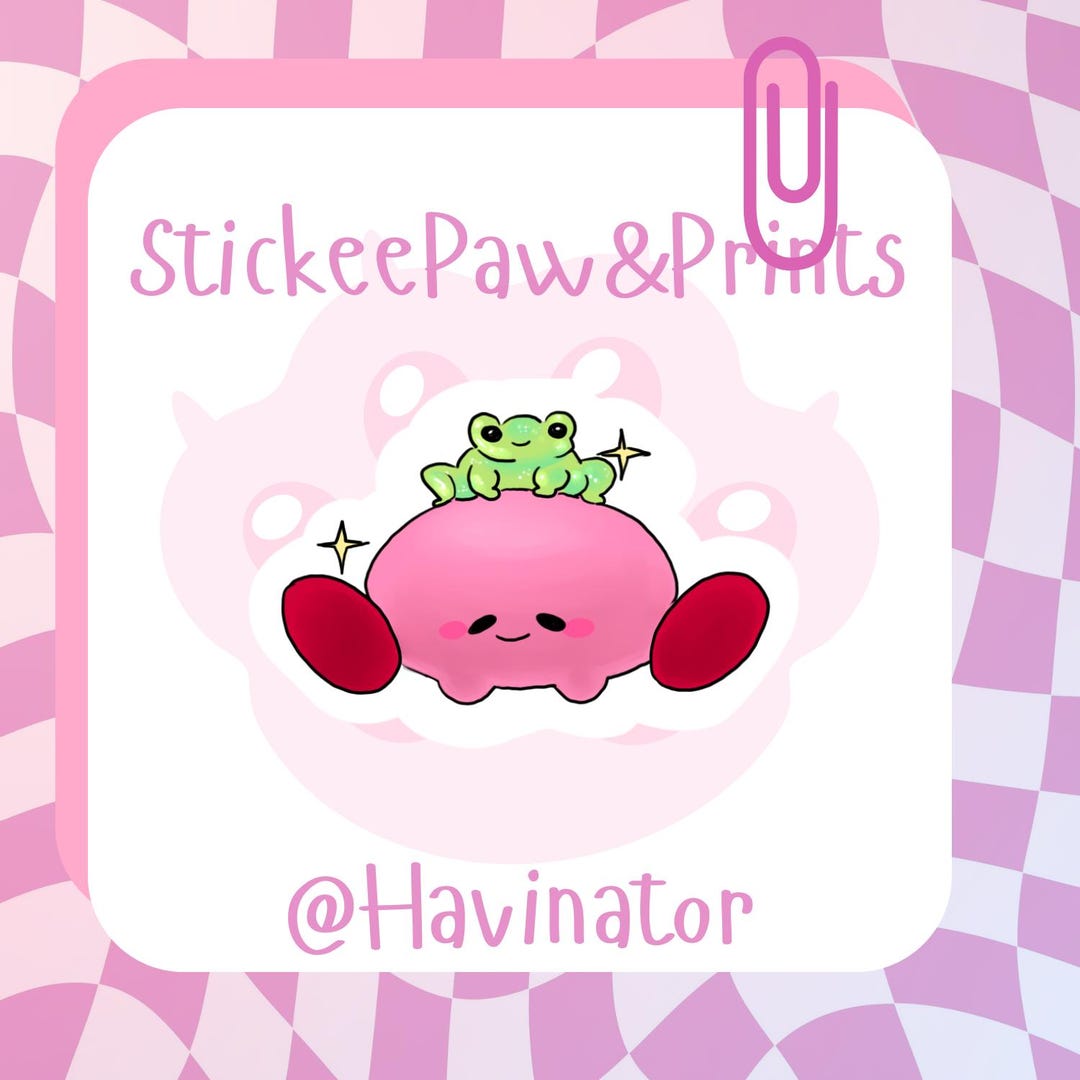 Kirby With a Frog - Laminated Sticker for Laptop, Journaling, Phone ...