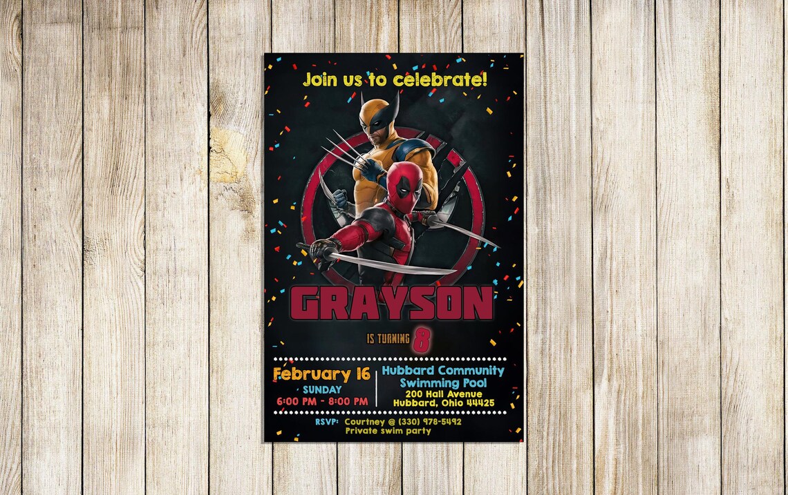 Digital Invite - Deadpool Birthday Invitation - Etsy
