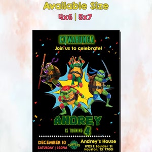 Digital Invite Ninja Turtles Birthday Invitation - Etsy
