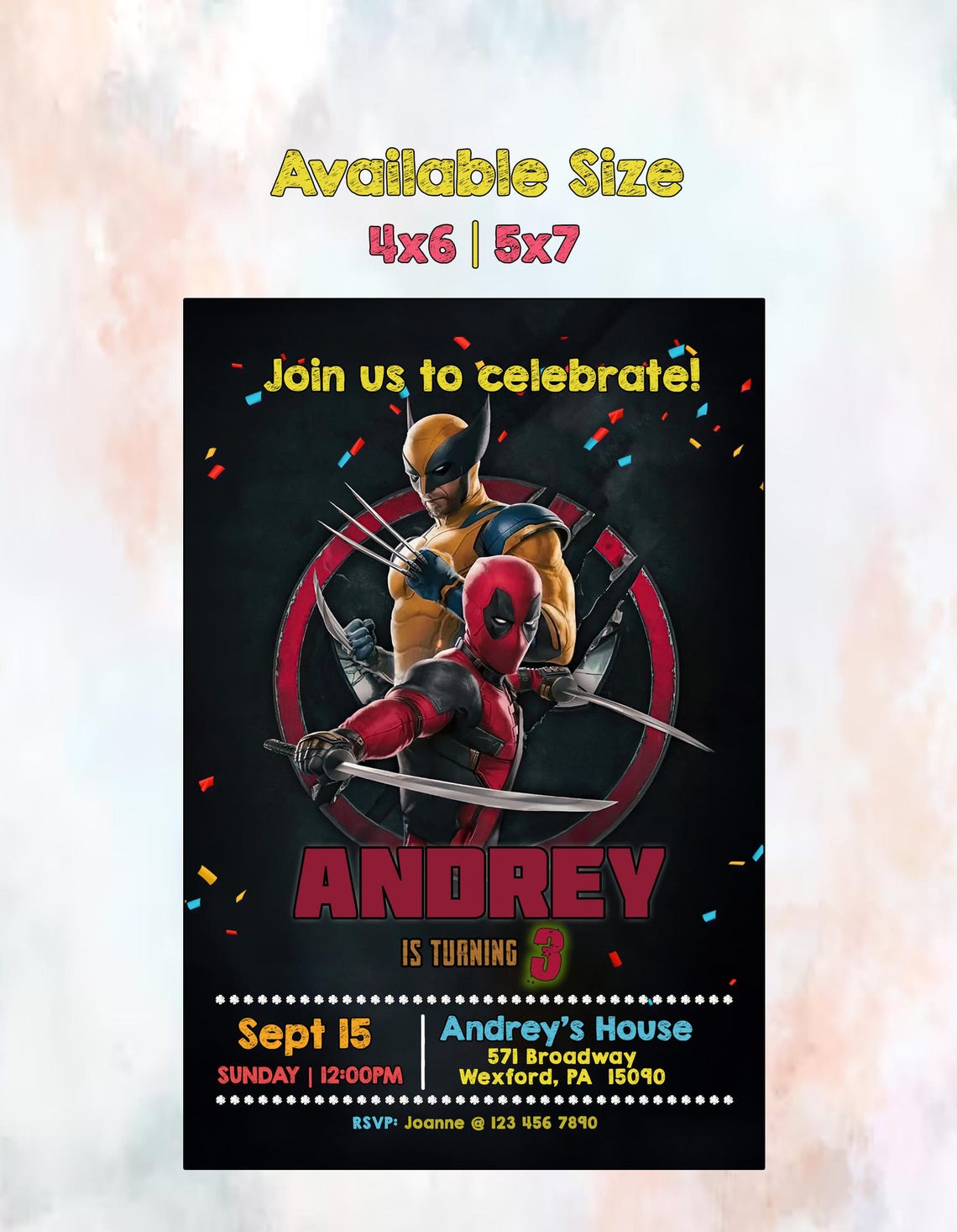 Digital Invite Deadpool Birthday Invitation - Etsy