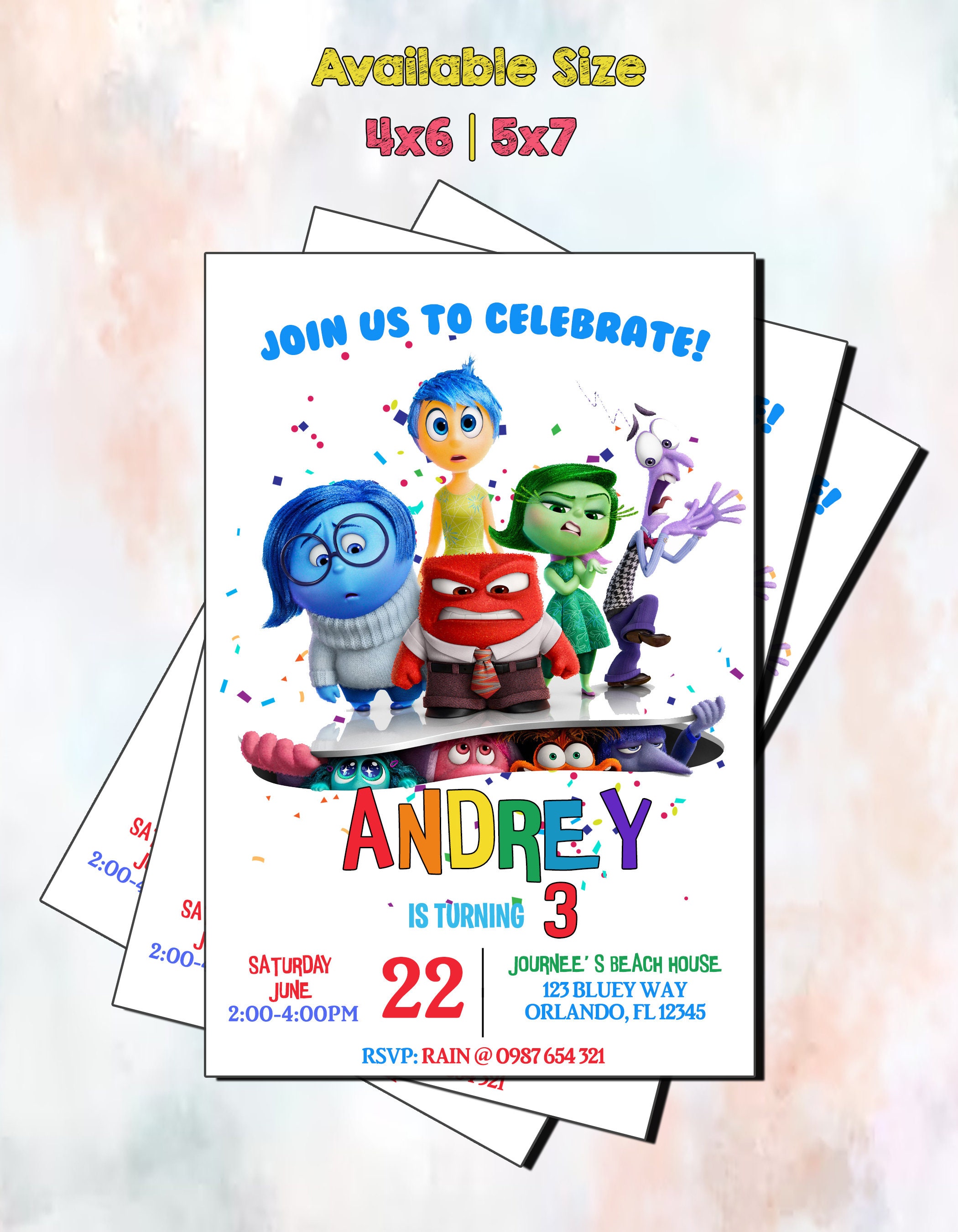 Digital Invite Inside Out 2 Birthday Invitation - Etsy