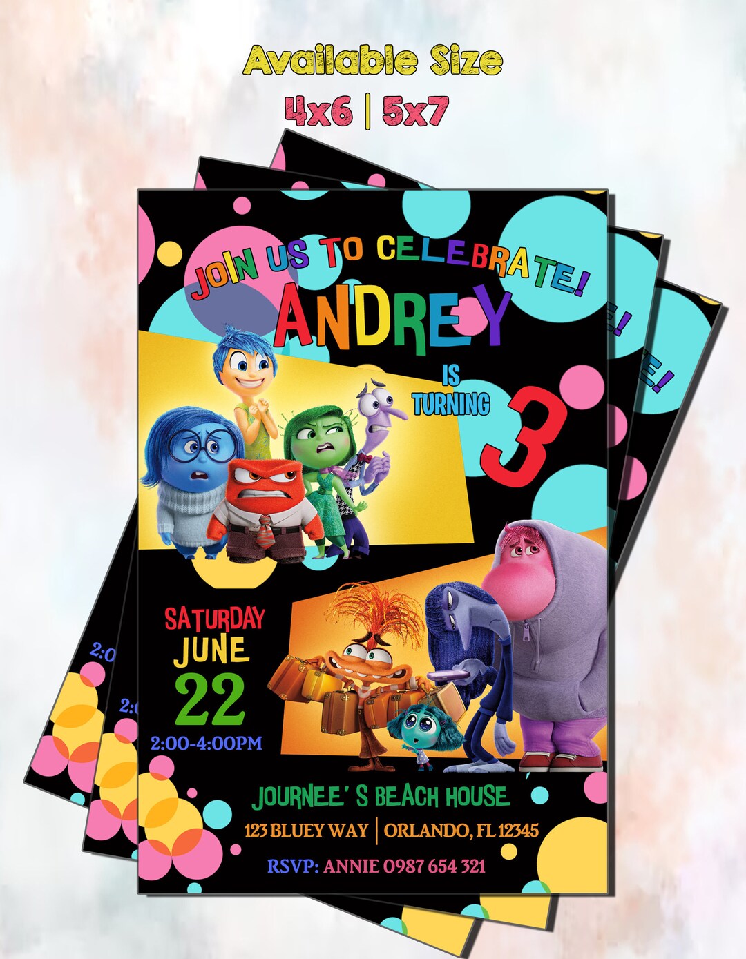Digital Invite - Inside Out 2 Birthday Invitation - Etsy