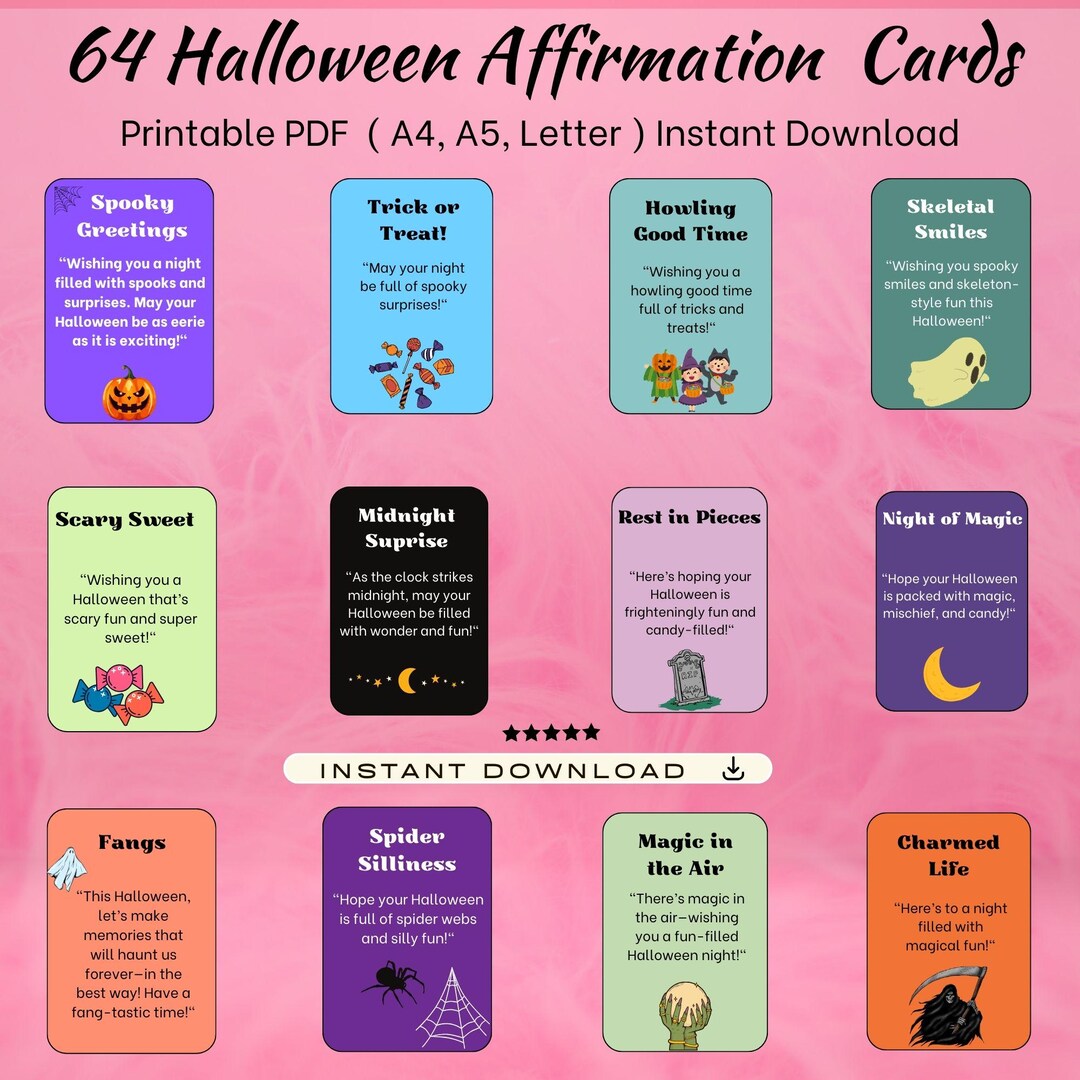 64 Halloween Spooky Affirmation Cards Printable, Affirmation Cards ...