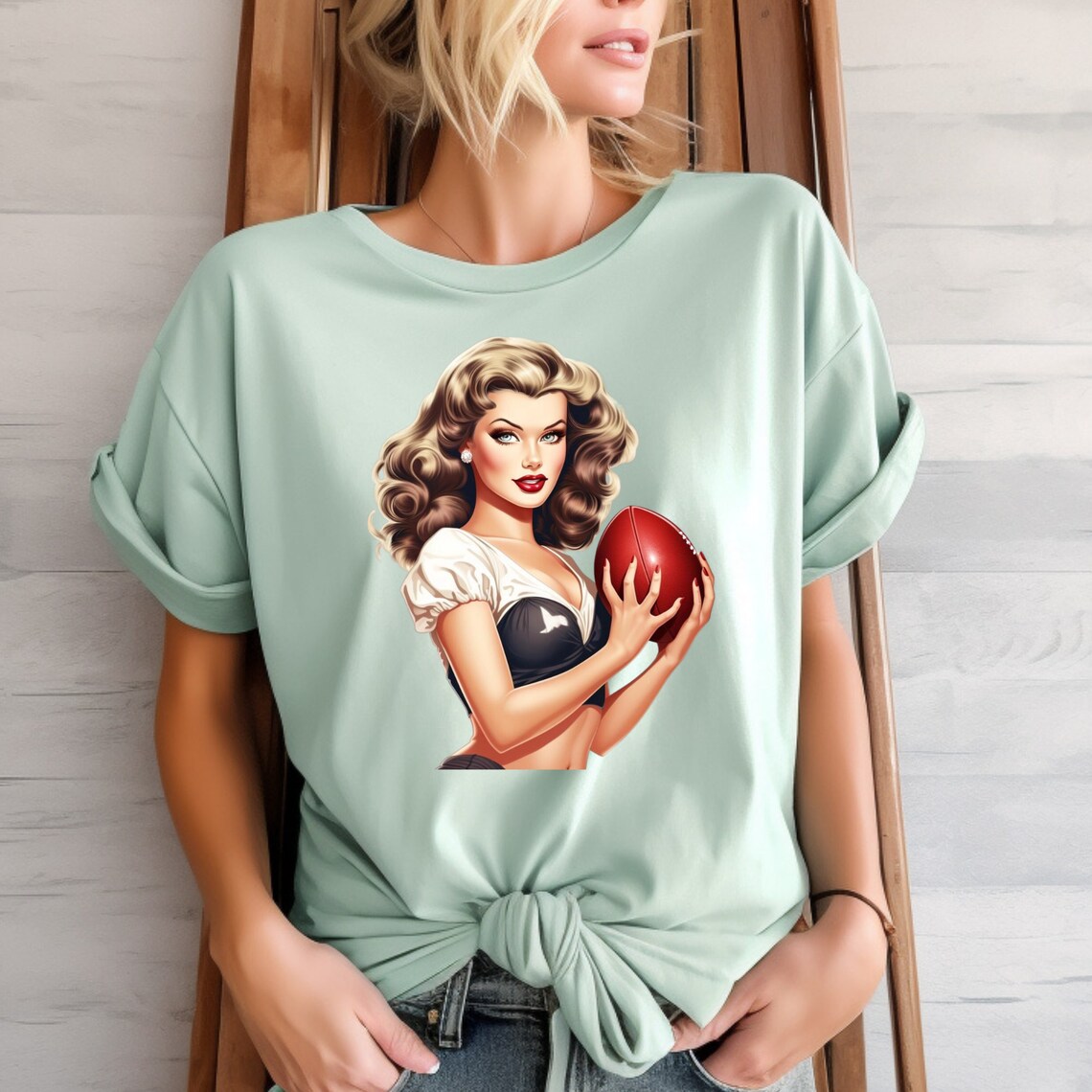 10 Football Pin up Girls Clipart PNG, Pin up Girls Clipart Vintage ...