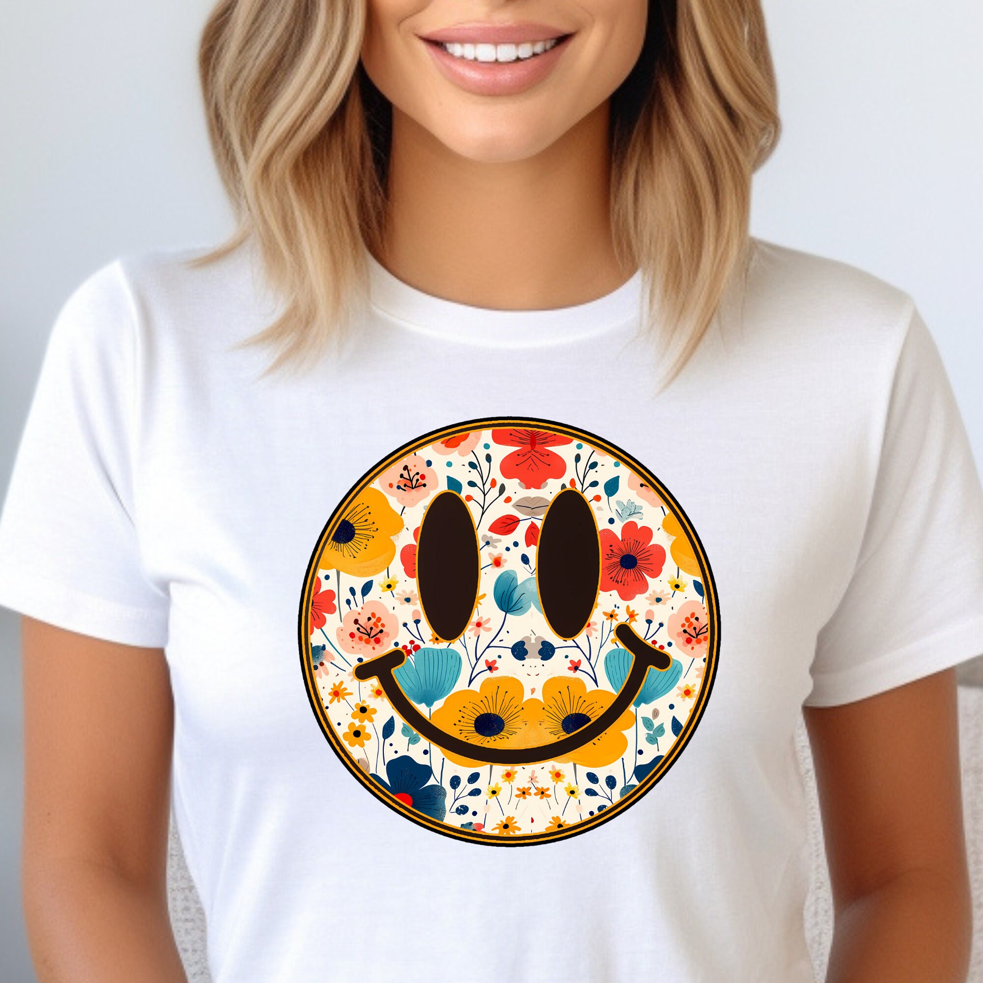 Distressed Smiley Face PNG Daisy PNG Daisy Smiley Shirt Design Retro ...