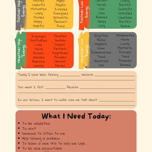 Weekly Therapy/counseling Check in Sheet, Digital Download - Etsy
