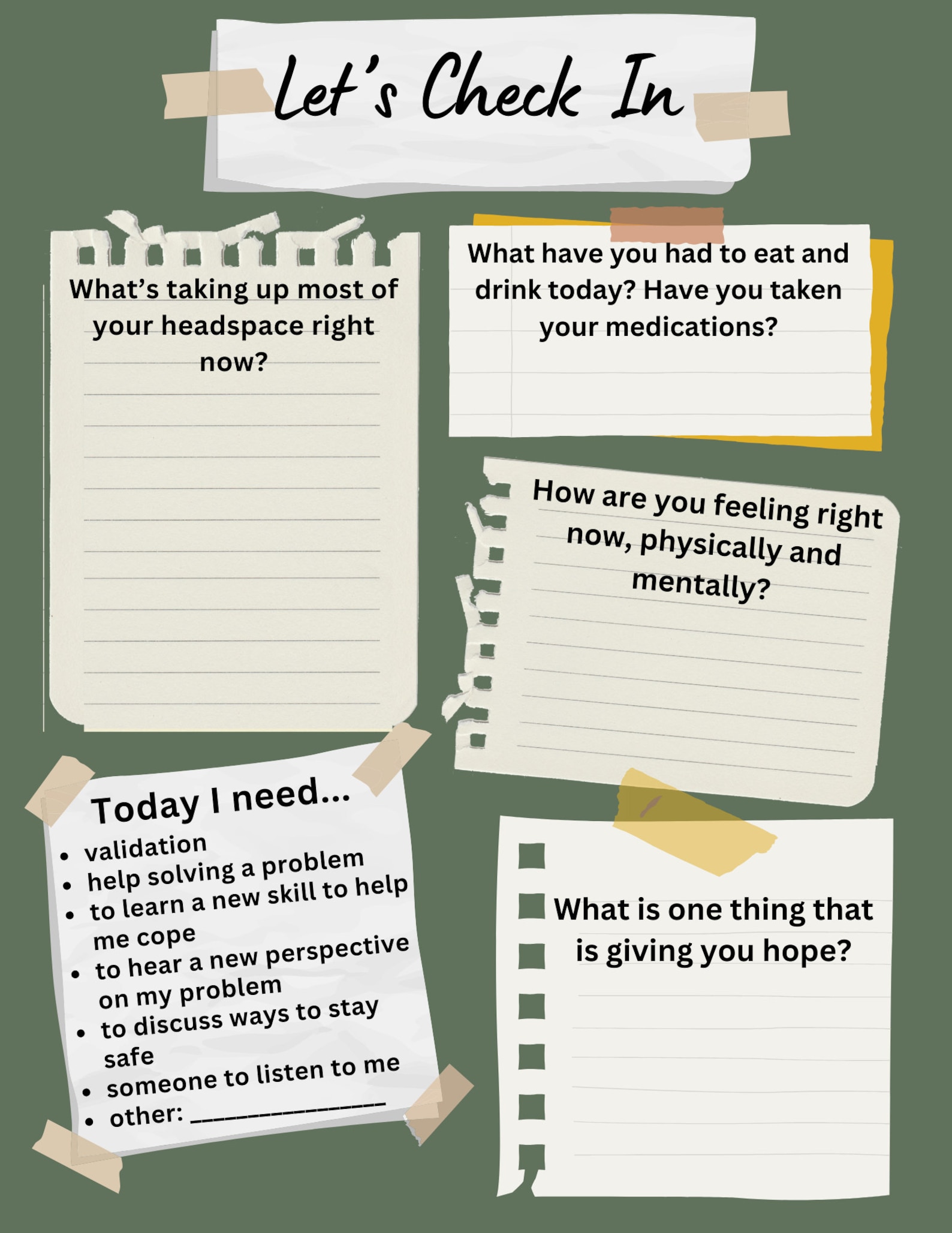 Check in Sheet, Therapy Check In - Etsy