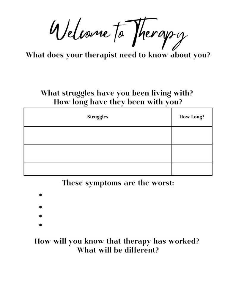 Counseling/therapy Check in Sheet-intake Session - Etsy