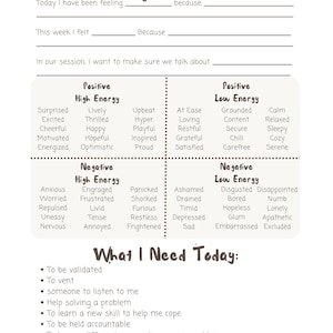 Counseling/therapy Check in Sheet - Etsy