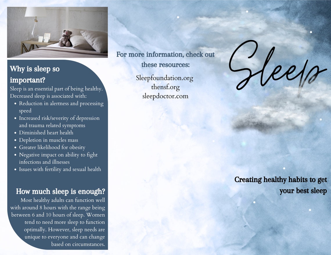 Sleep Hygiene Educational Brochure-therapy Psychoeducation - Etsy