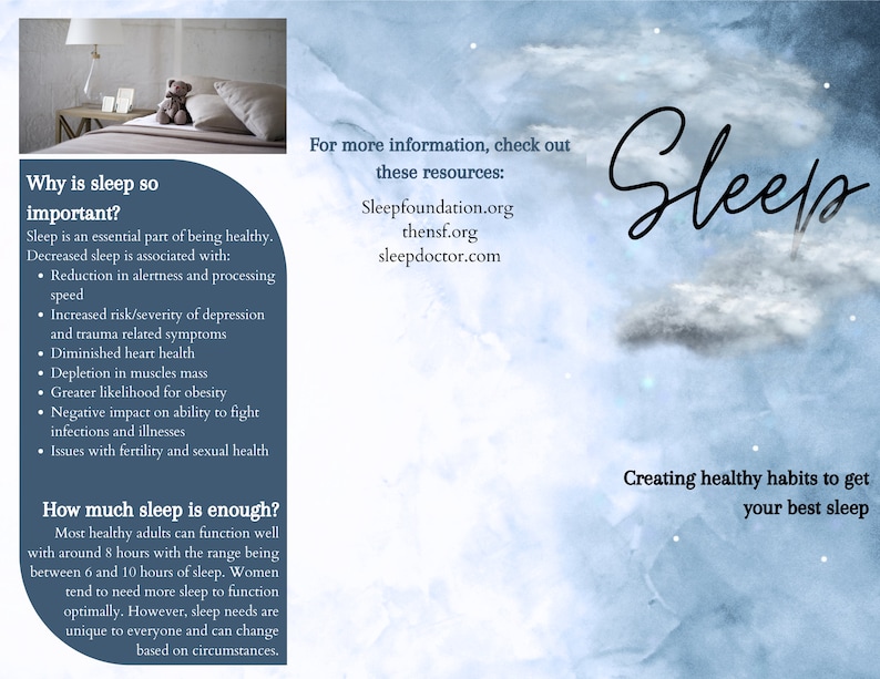 Sleep Hygiene Educational Brochure-therapy Psychoeducation - Etsy